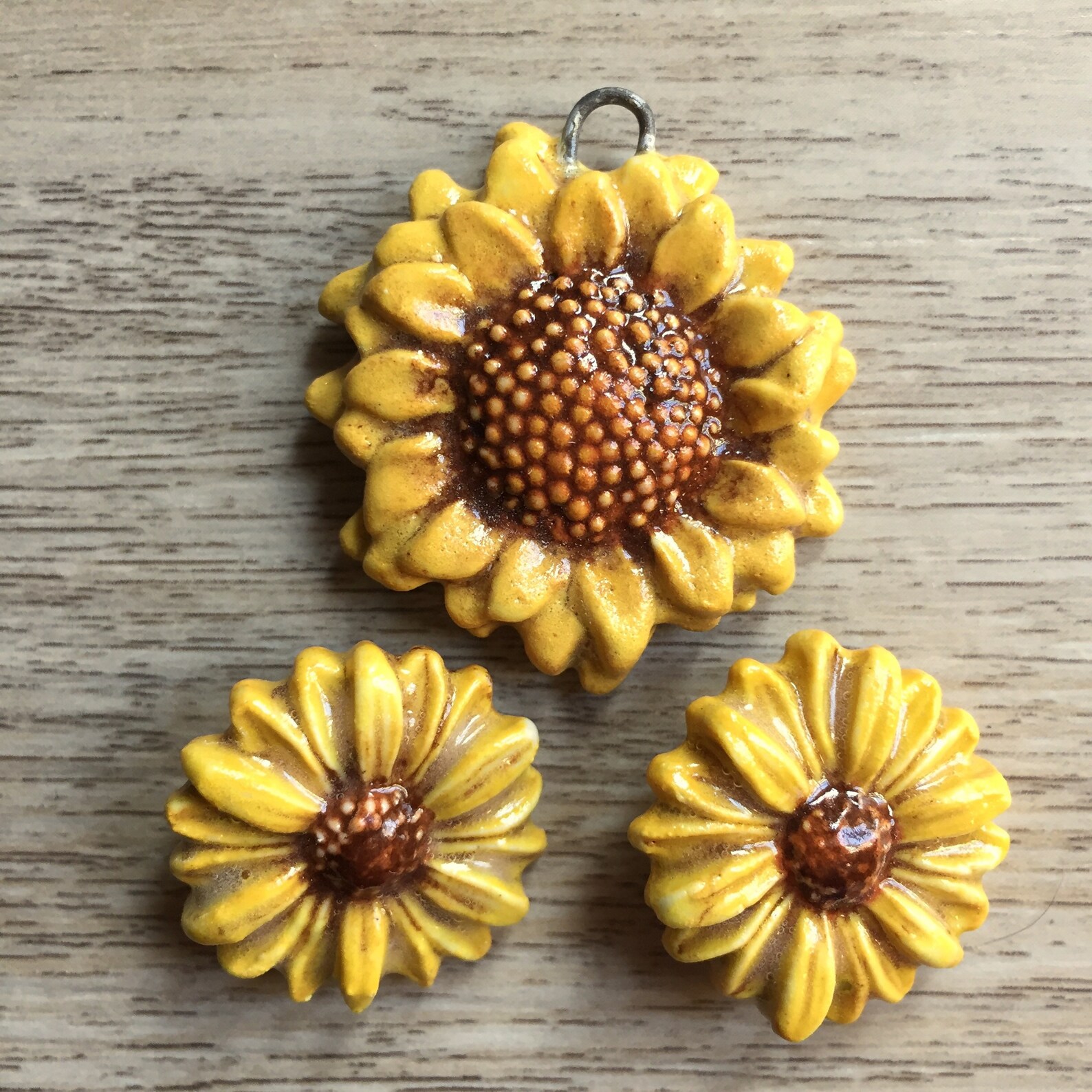 Ceramic Sunflower Pendant Yellow Sunflower Pendant Necklace | Etsy