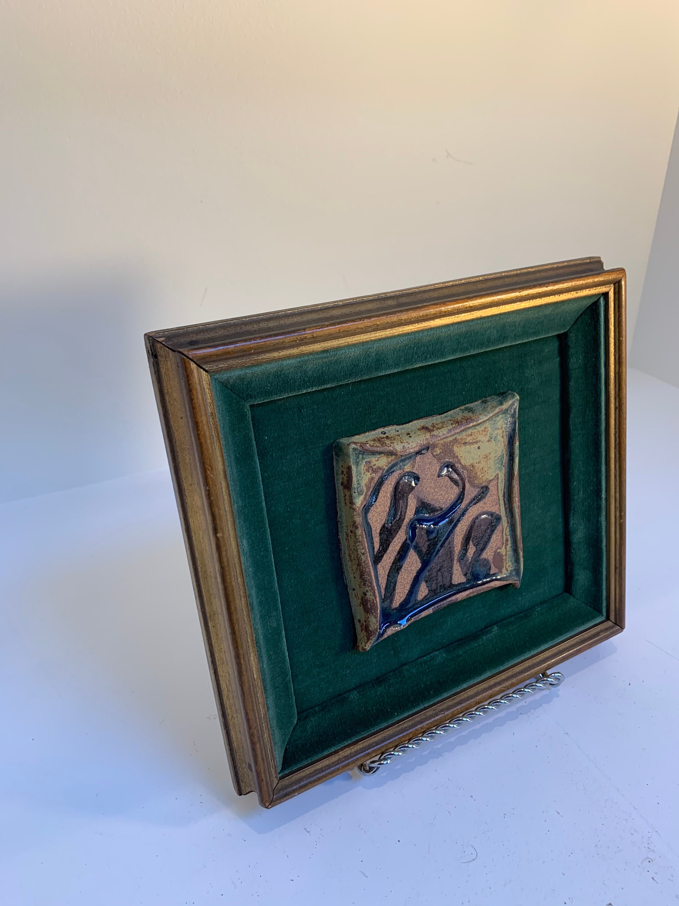 SOLD / N/A Eclectic, Abstract, Hand Carved Decorative Ceramic Art Tile ...