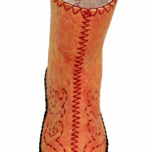 Mongolian Felt Boots, Orange, Beautiful With Leather Sole, Best Yurt ...