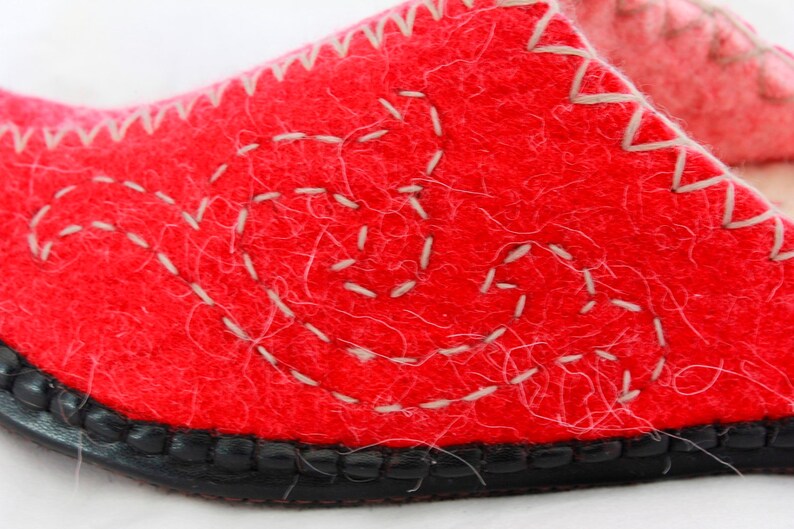 Mongolian Felt Slippers, Shiny Red, Yurt Tent Traditional Clothing, Ugg ...
