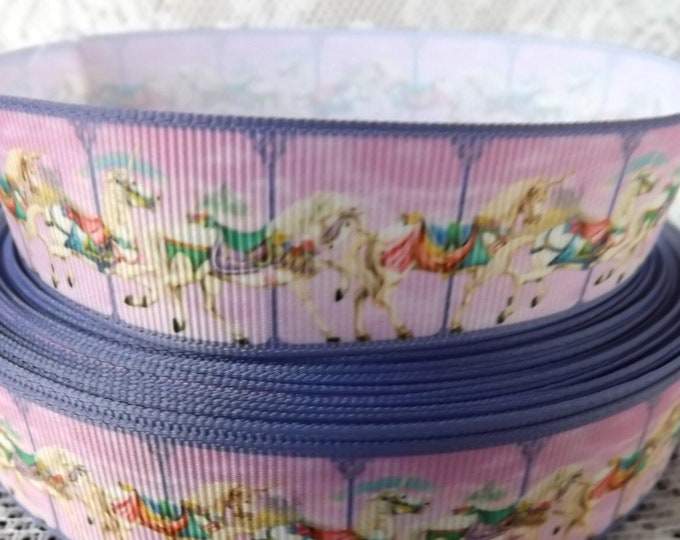 Carousel Horse Ribbon, 1 Inch Merry Go Round Ribbon, 1 Inch Grosgrain ...
