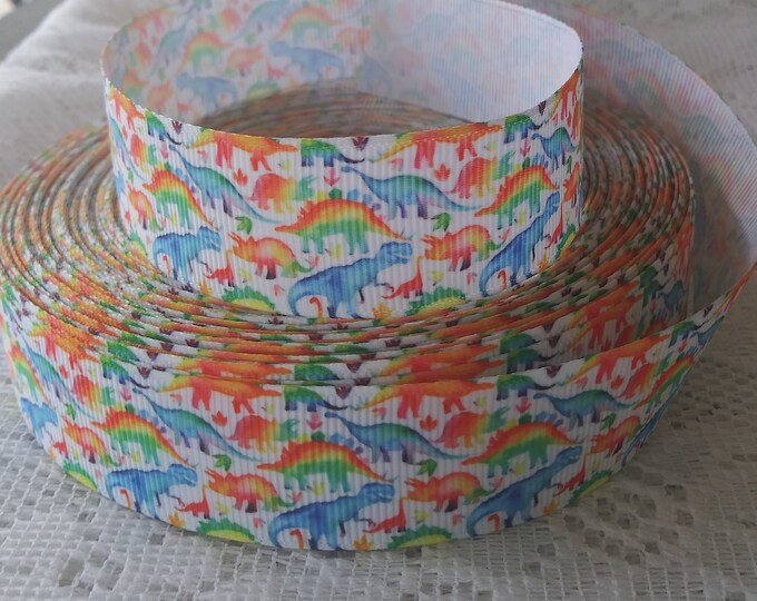 Dinosaur Ribbon, 1 Inch Dinosaur Grosgrain Ribbon, Dino Ribbon, Fun ...