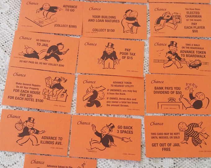 Monopoly Cards, Monopoly Chance Cards, 32 Game Cards,monopoly Ephemera ...