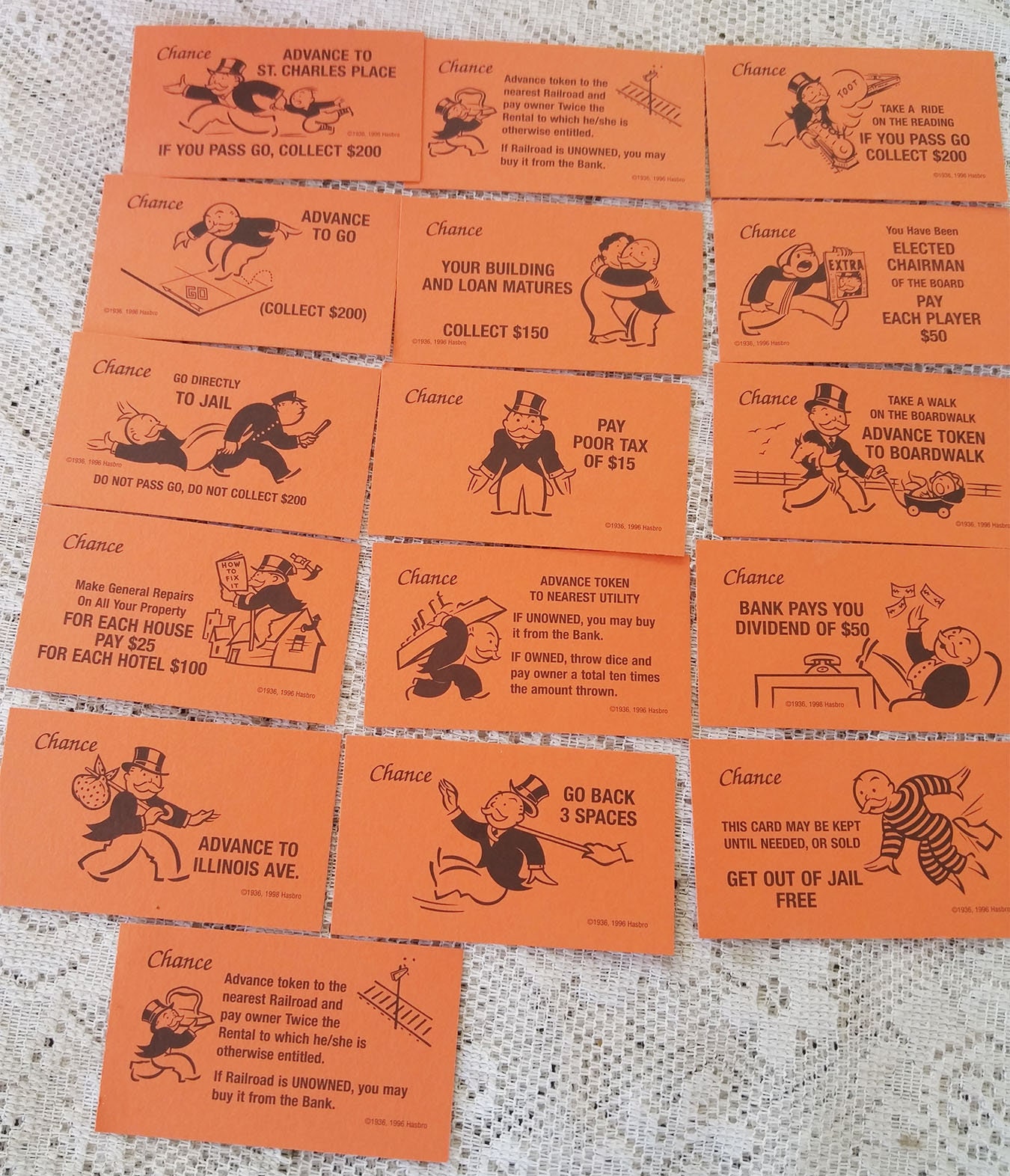 Monopoly Cards Monopoly Chance Cards 32 Game Cards Monopoly Ephemera 