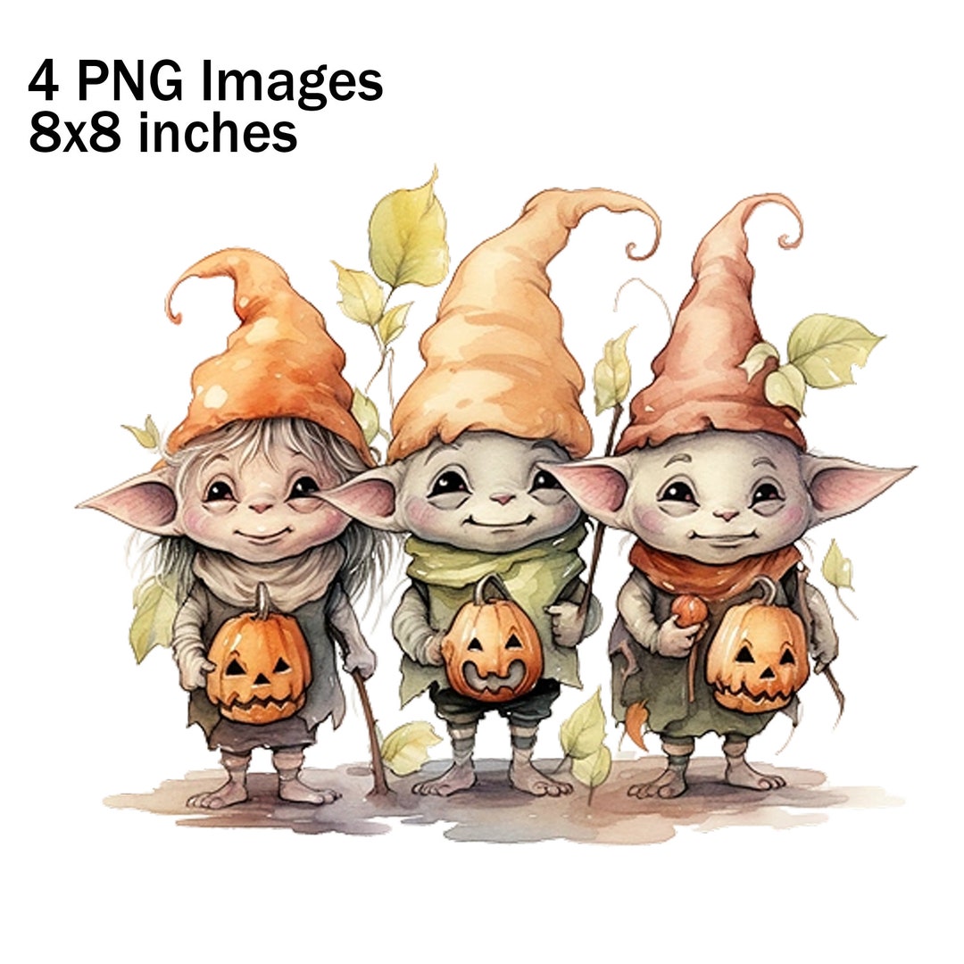 Halloween Elves, Watercolor Elf Clipart, Sublimation Design, Png Images ...