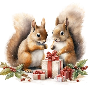 Squirrel Clipart, Christmas PNG, Squirrels Illustration, Christmas ...