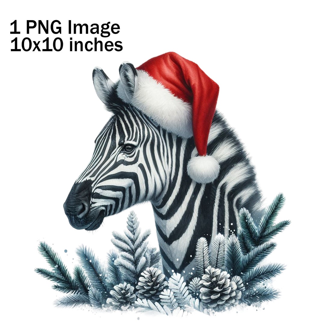 Zebra Clipart, Christmas Zebra PNG, Zebra Illustration, Santa Zebra ...