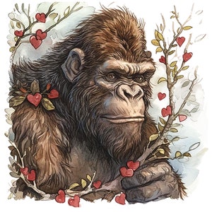 Bigfoot Love, Bigfoot Clipart, Valentine Bigfoot, Bigfoot Hearts ...