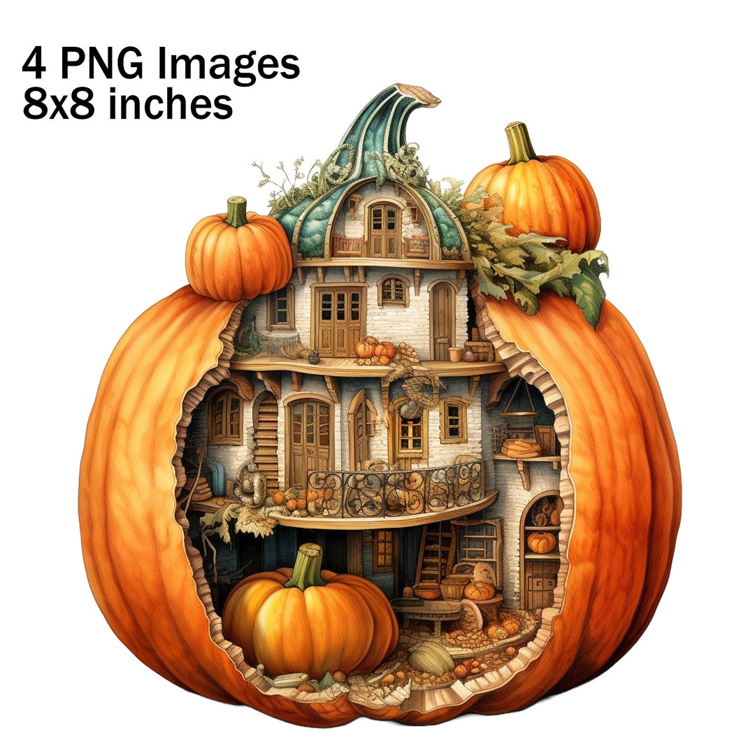 Pumpkin House Clipart, Halloween Illustration, Jack-o-lantern PNG ...