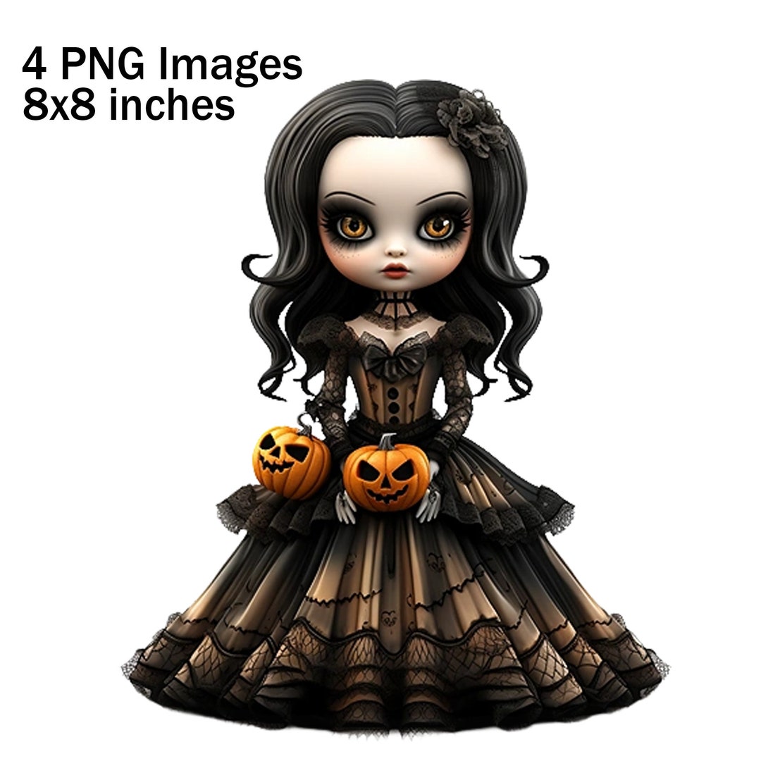 Halloween Goth Girl With Pumpkins, Gothic Clipart, Sublimation Design ...