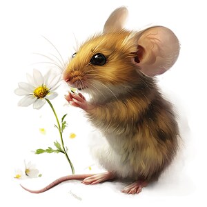Mouse PNG, Flower Mouse Clipart, Mouse Daisy, Mouse Illustration, PNG ...