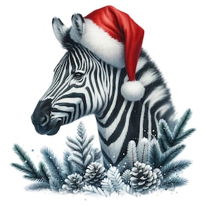 Zebra Clipart, Christmas Zebra PNG, Zebra Illustration, Santa Zebra ...