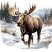 Moose Clipart, Winter Moose PNG, Moose Illustration, Winter Moose ...