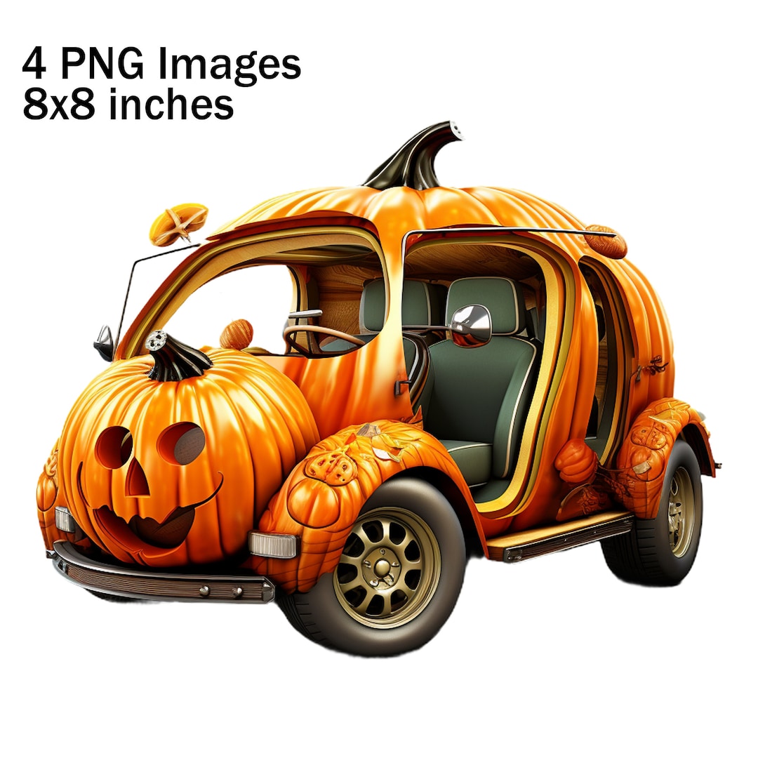 Pumpkin Car Clipart, Kids Pumpkin Carving, Halloween Jack-o-lantern Car ...
