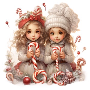 Candy Cane Kids Clipart, Christmas Kids Images, Candy Children PNG ...