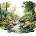Mountain Brook, Forest Brook Clipart, Watercolor Brook, Mountain Stream ...