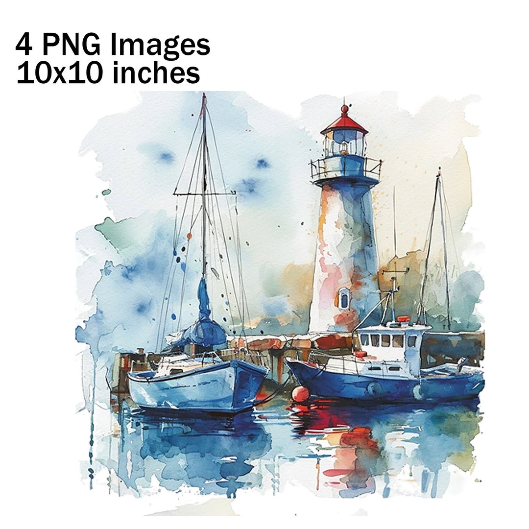 Watercolor Lighthouse, Lighthouse Clipart, Lighthouse Boats, Boats PNG ...