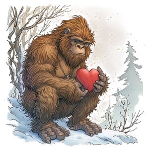 Bigfoot Love, Bigfoot Clipart, Valentine Bigfoot, Bigfoot Hearts ...