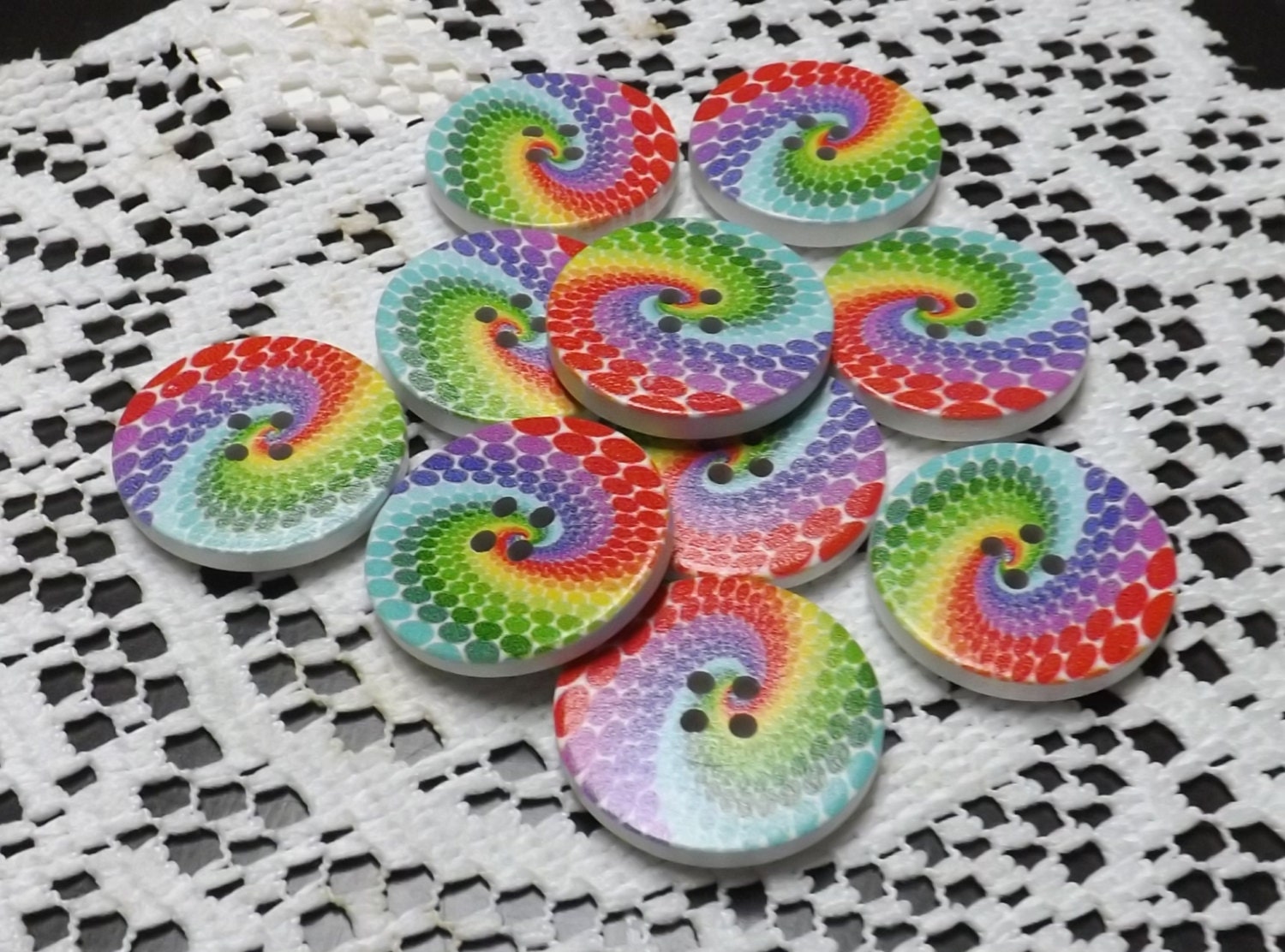 10 Rainbow Buttons 30mm Wood Buttons 4 Hole Buttons Wood - Etsy