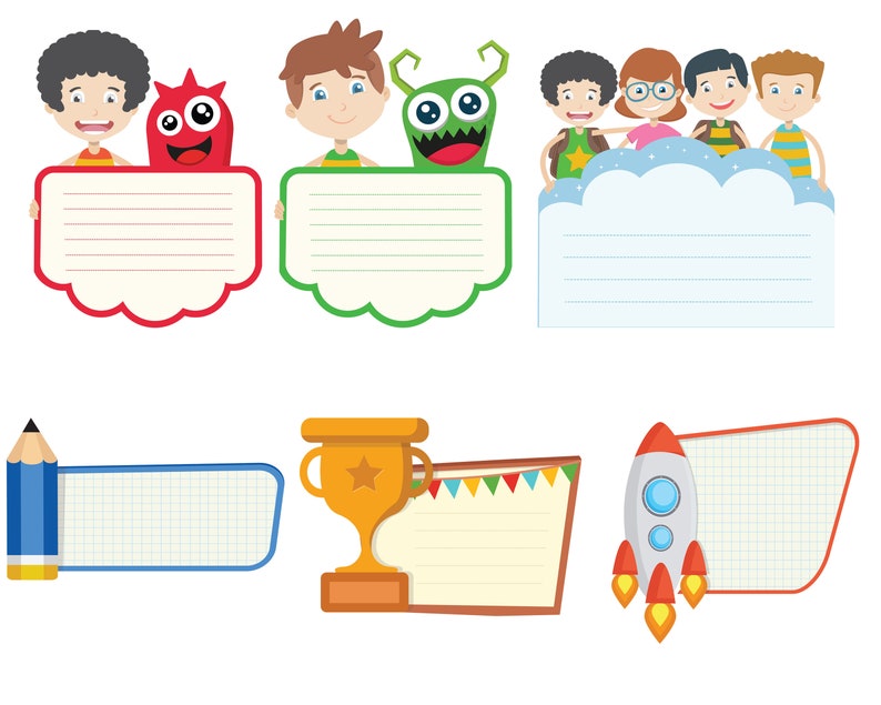 School Clip Art Label Clip art Teacher Clip Art Name Tags | Etsy