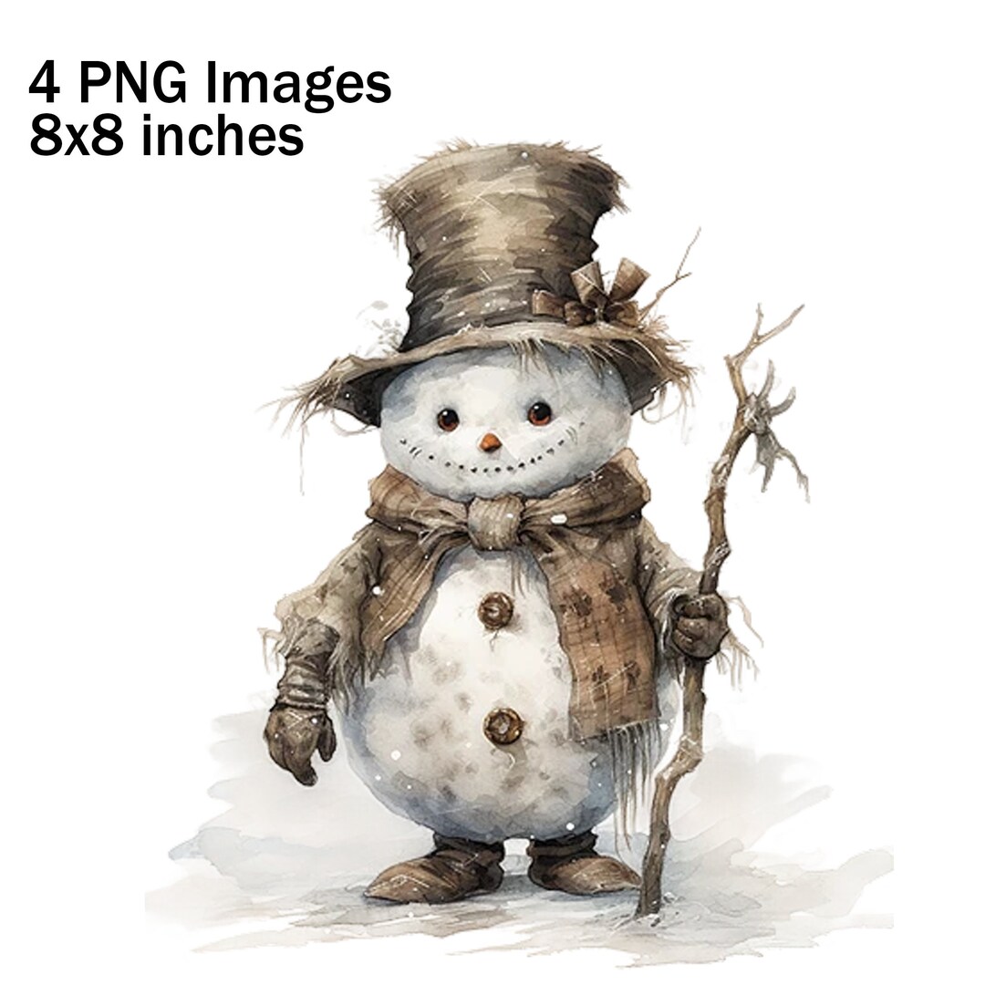 Snowmen Clipart, Vintage Snowmen PNG, Old Snowmen Illustration, Vintage Snowmen Images, Snowman ...