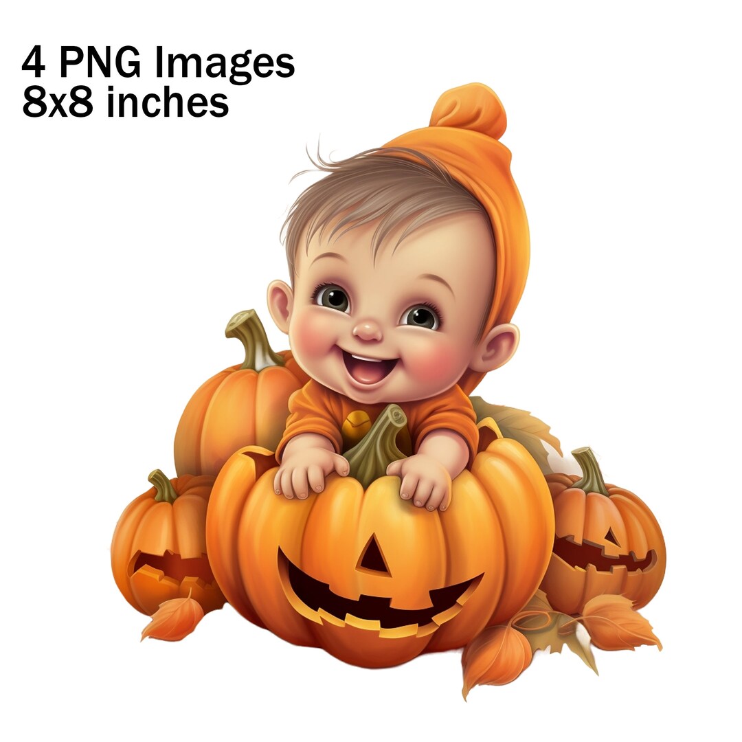 Pumpkin Babies Clipart, Halloween Illustration, Jack-o-lantern Baby ...