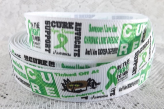 Lyme Disease Ribbon 7/8 Lyme Disease Grosgrain Ribbon Lyme | Etsy
