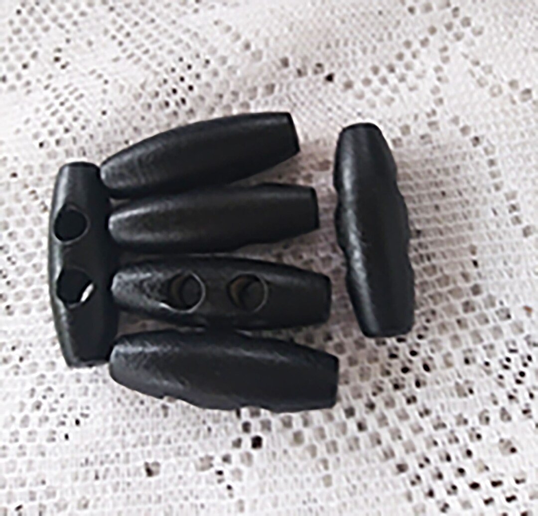 10 Black Wooden Toggle Buttons, 2 Holes Oval Toggle Buttons, 35mm X ...