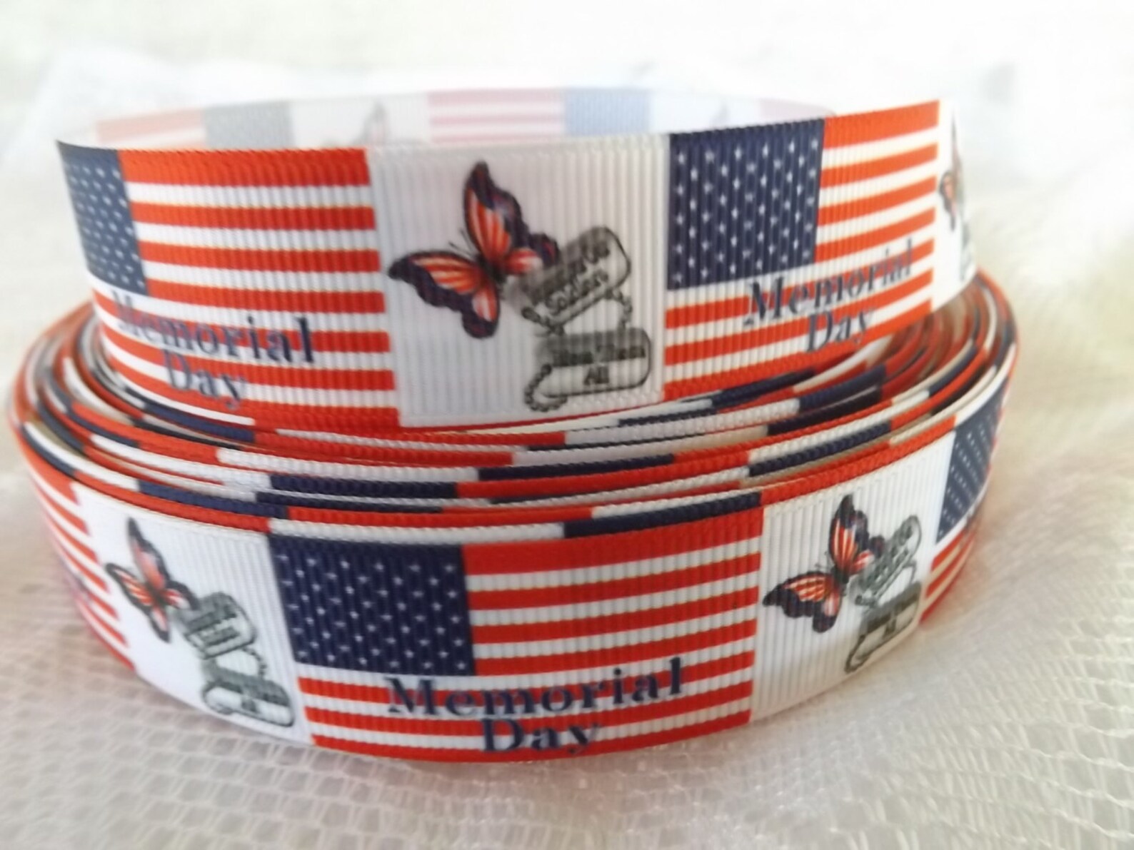 Memorial Day ribbon ribbon 7/8 Military ribbon memorial ribbon | Etsy