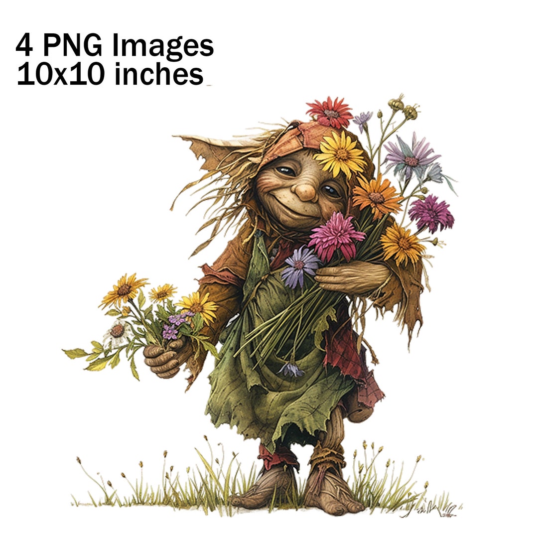Flower Troll, Troll Clipart, Floral Troll, Troll Illustration, PNG ...