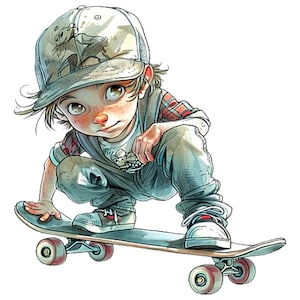 Skateboarders, Boy Skateboard Clipart, Skateboarding Boy PNG, Skater ...