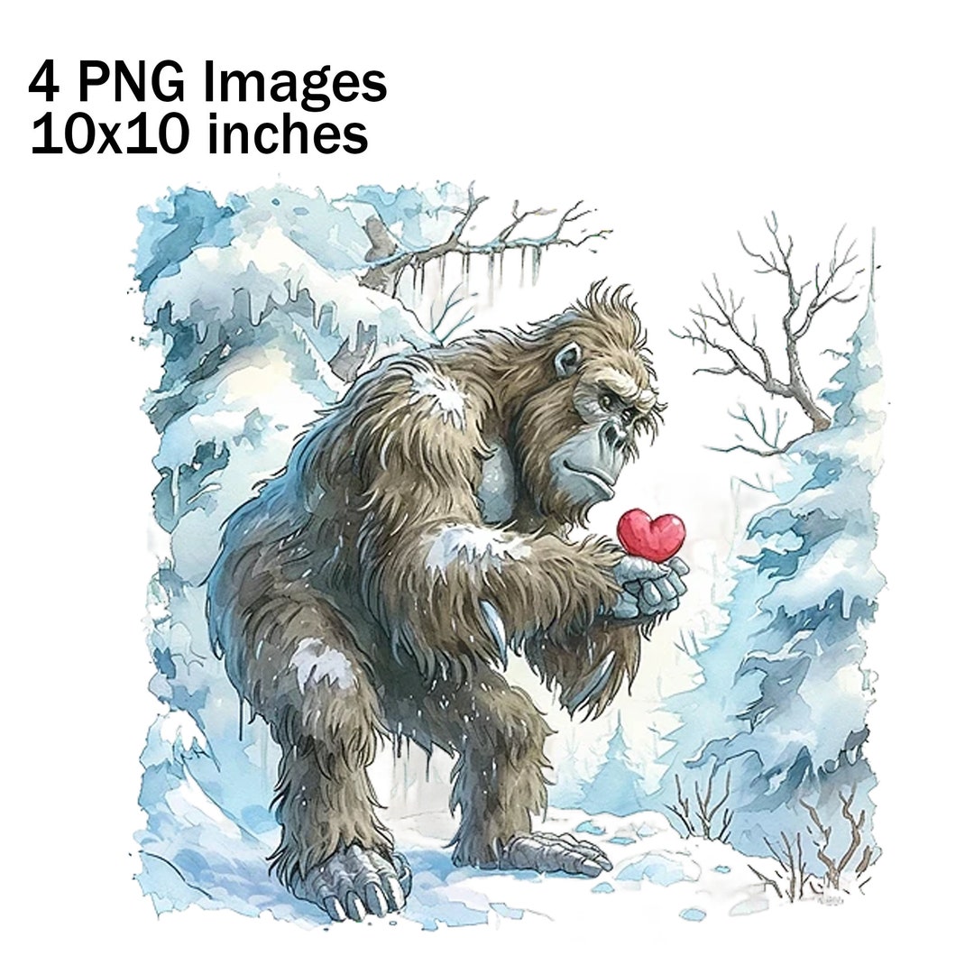 Bigfoot Love, Bigfoot Clipart, Valentine Bigfoot, Bigfoot Hearts ...