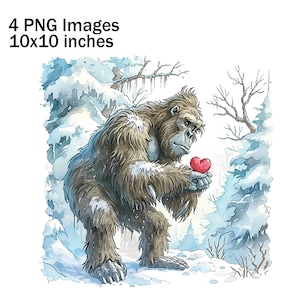 Bigfoot Love, Bigfoot Clipart, Valentine Bigfoot, Bigfoot Hearts ...