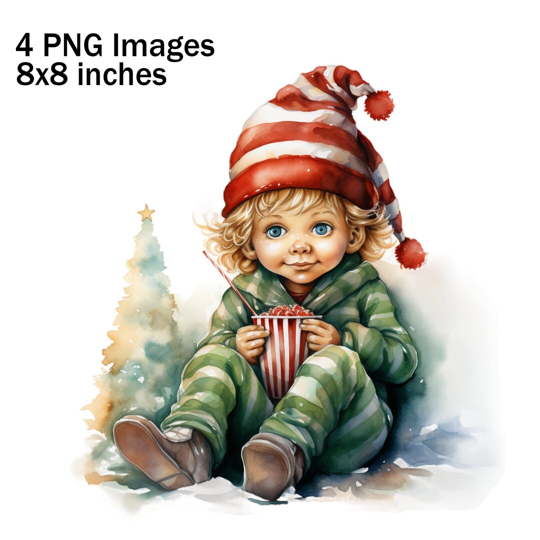 Christmas Boy and Girl Clipart, Watercolor Sublimation, Christmas ...