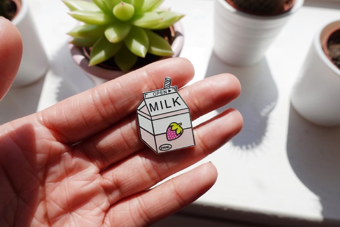 Strawberry Milk Hard Enamel Pin | Etsy