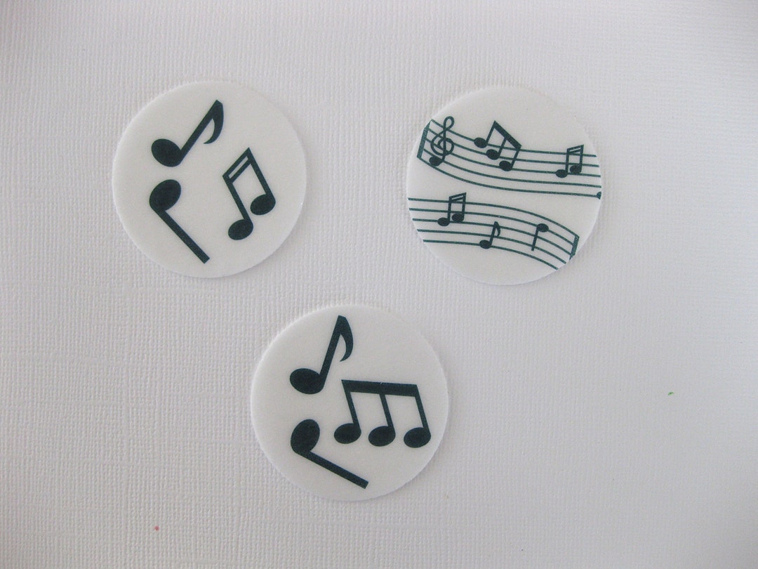 PRE CUT 12 Edible Rice Paper Wafer Card MUSICAL Note Cupcake Party ...
