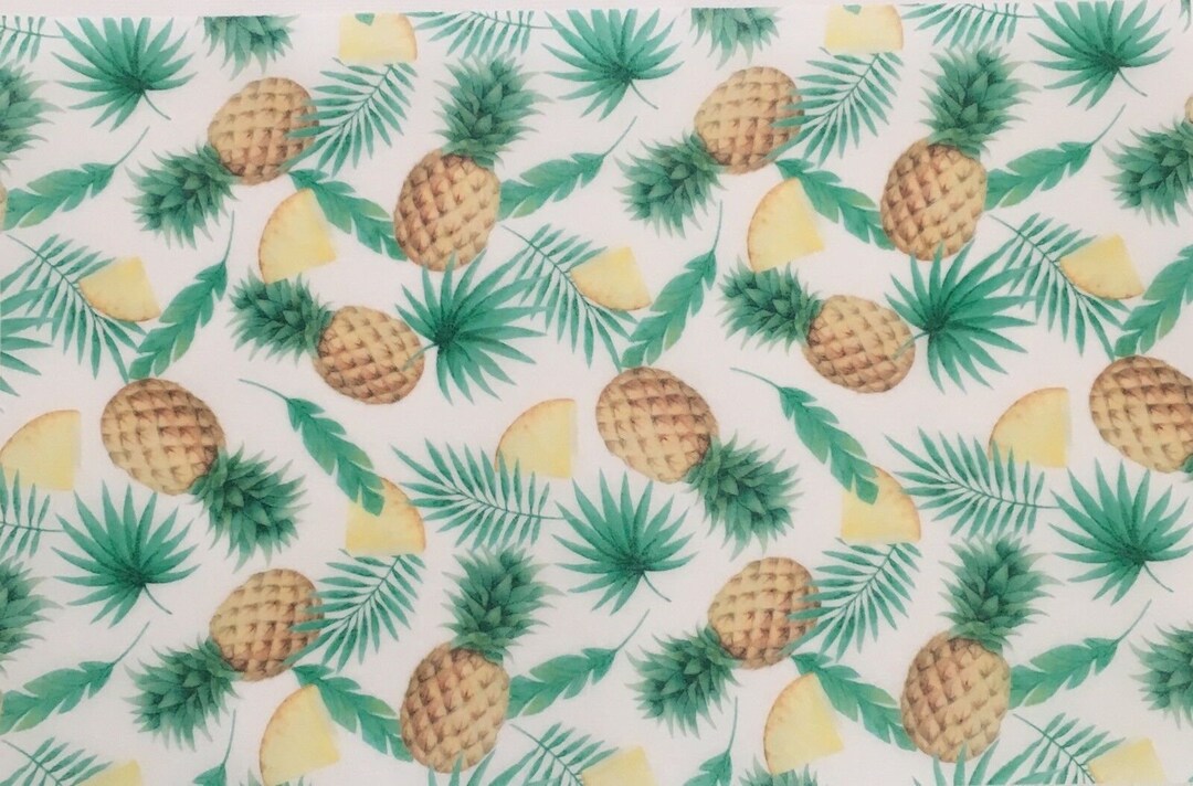 Edible Patterned Rice Wafer Paper PINEAPPLE Cake Wrap Frill or Topper ...