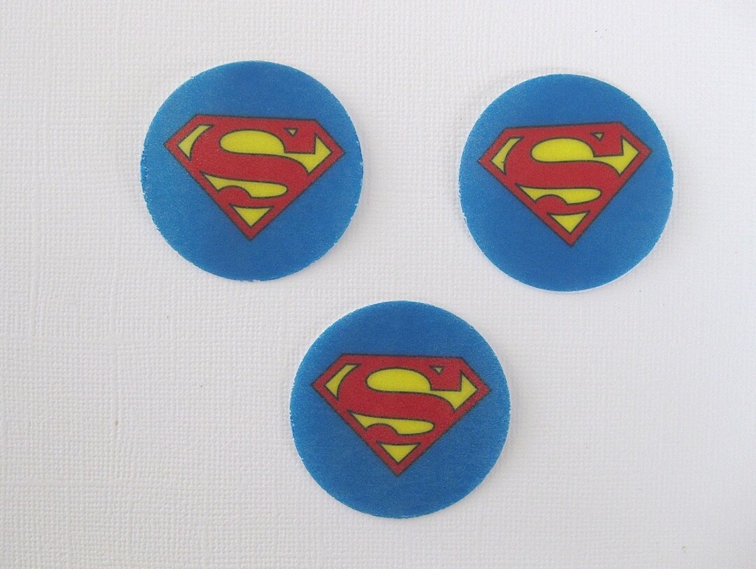 12 PRE CUT Superman Superhero EDIBLE Rice Wafer Paper Card Cupcake ...