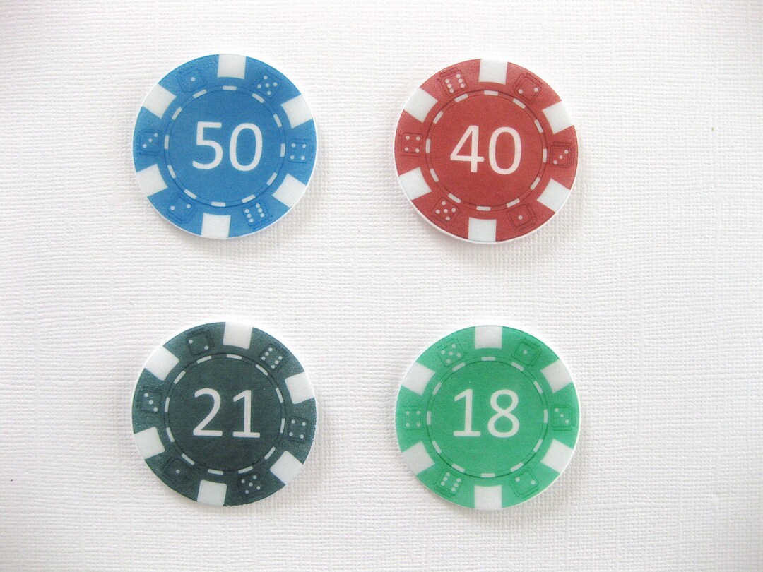 PRE CUT 12 Edible Rice Paper Wafer Card CASINO Chip Poker Age Cupcake ...
