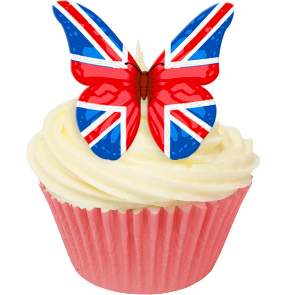12 PRE CUT EDIBLE Rice Wafer Card England Union Jack Butterfly - Etsy