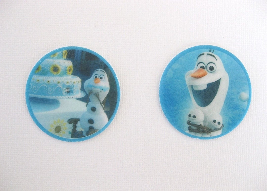 PRE CUT 12 FROZEN Inspired Olaf Edible Rice Paper Wafer Card Cupcake ...