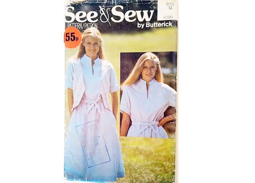 UNCUT See & Sew Butterick 6399 Vintage Summer Caftan Tunic Shirt Dress ...