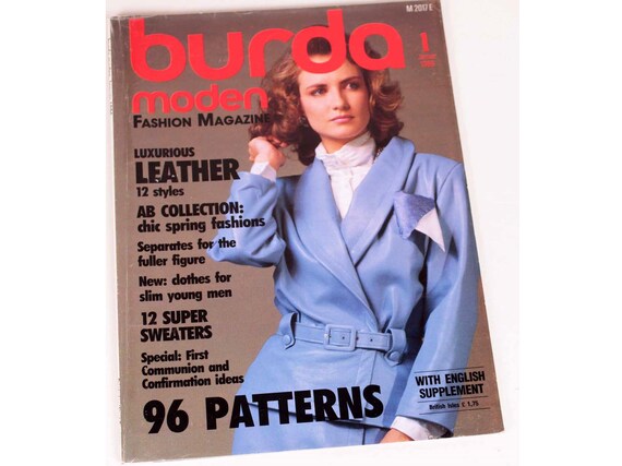 96 Patterns Vintage 80's Burda Modern GERMAN ENGLISH January 1986 Mens ...