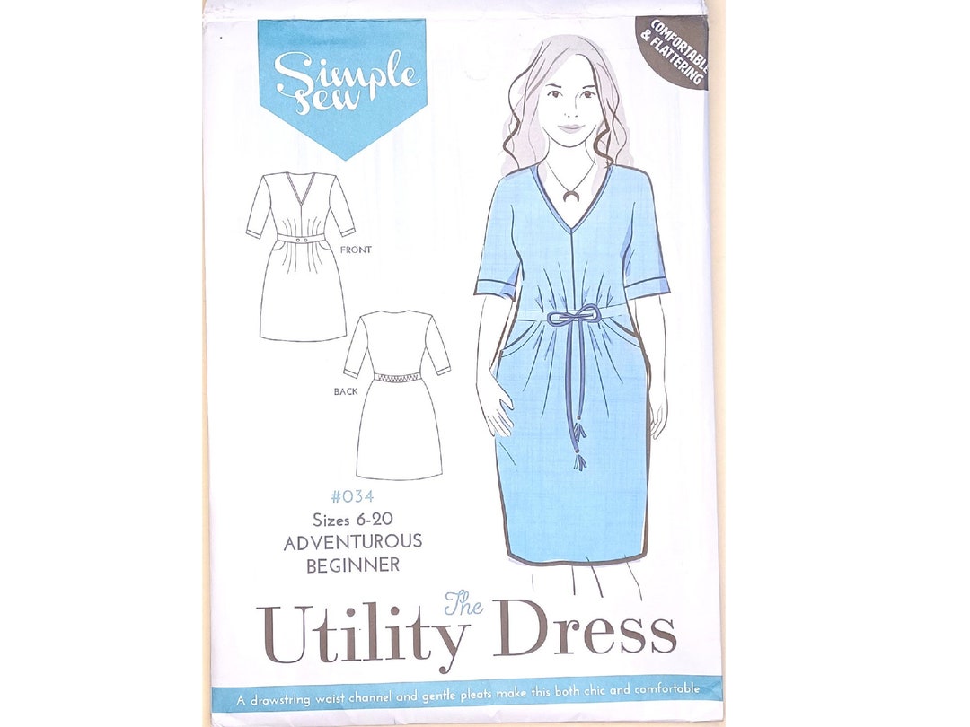 UNCUT Simple Sew 034 the Utility Dress Summer Drawstring Shirt Dress ...
