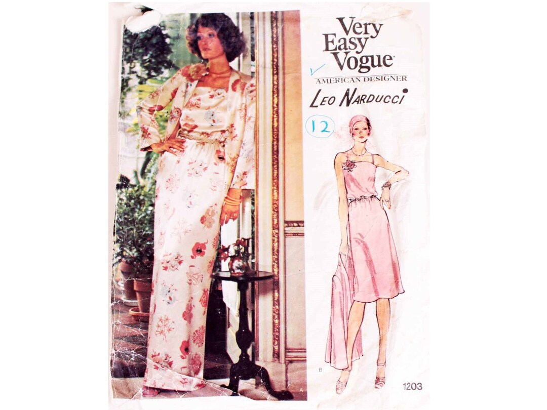 70's Vogue American Designer 1203 Leo Narducci Spaghetti Strap Mid Maxi ...