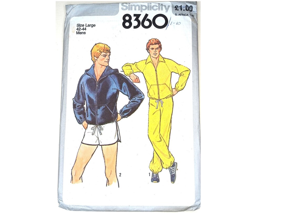 Part UNCUT Simplicity 8360 Vintage Men's Sportswear Jogging Sweat Pant / Shorts Sweatshirt Top ...