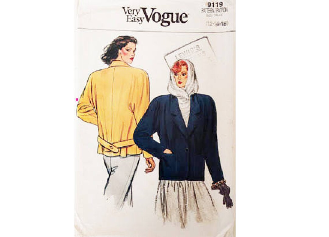 Vogue 9119 Vintage 80's Loose Fitting Casual Bomber Jacket Sewing ...