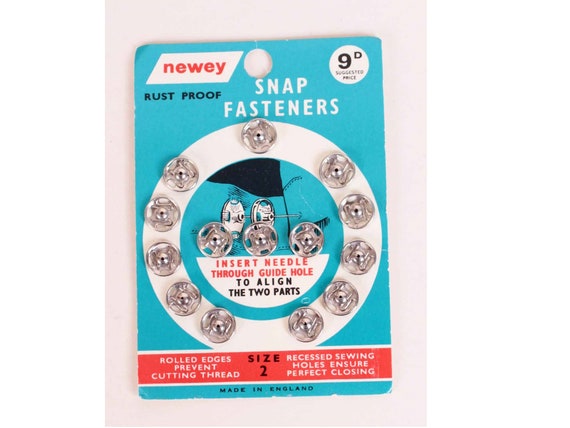Sewing Snaps Craft Supplies & Tools Qty 14 per Card Original Vintage 60 ...