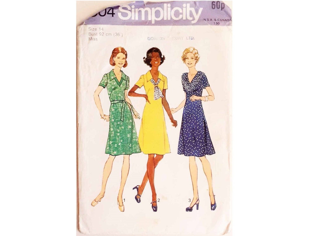 Rare UNCUT Vintage Simplicity 6804 V Neck Fit and Flare Short Sleeve ...