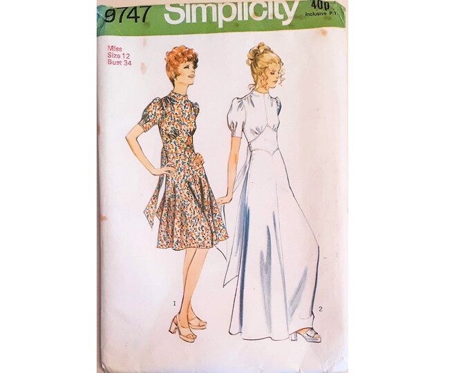 Rare UNCUT Vintage 70's Simplicity 9747 Shape Waist Puff Short Sleeve ...